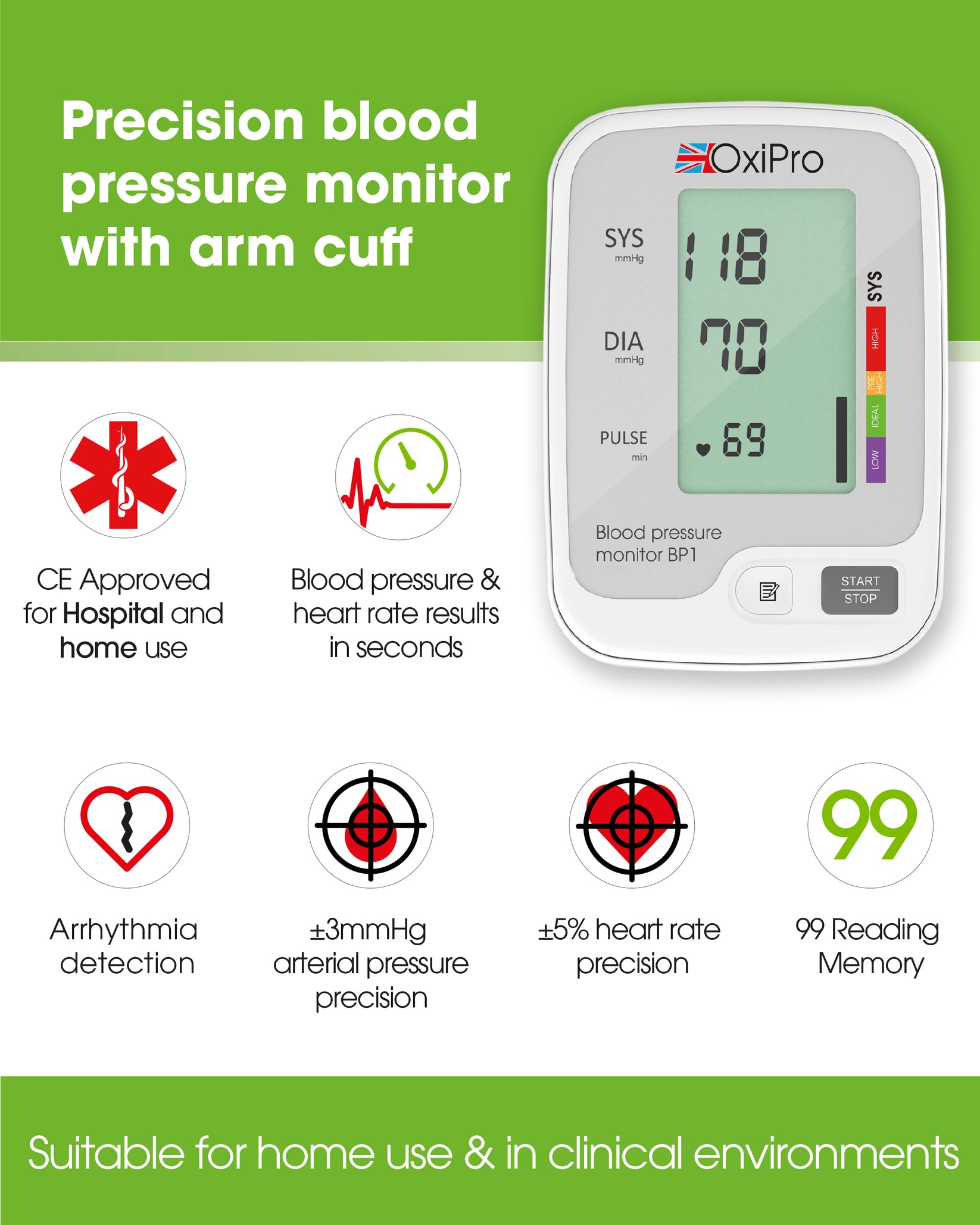 Oxipro BP1 Blood Pressure Monitor – OxiPro Medical Ltd